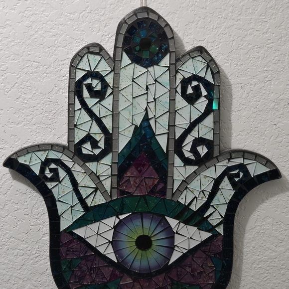 EARTHBOUND | Art | Earthbound Mosaic Hamsa Hand Wall Art Green Purple ...